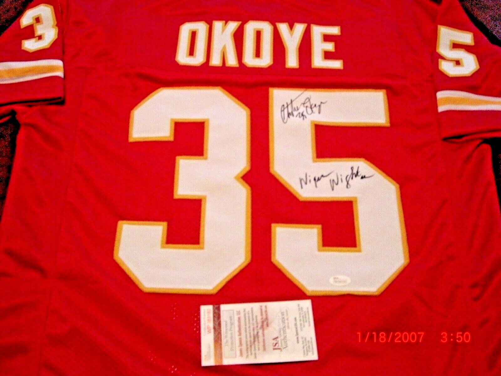 CHRISTIAN OKOYE KANSAS CITY CHIEFS NIGERIAN NIGHTMARE JSA/COA SIGNED ...
