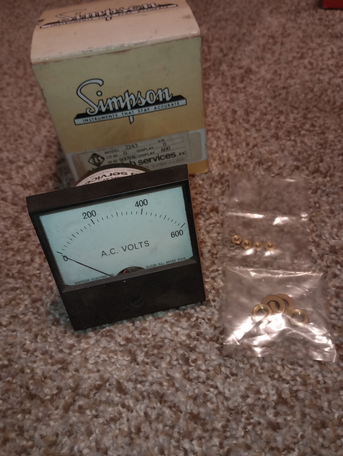 NEW GENUINE SIMPSON INSTRUMENTS MODEL 2143 PANEL METER 0-600VAC | eBay