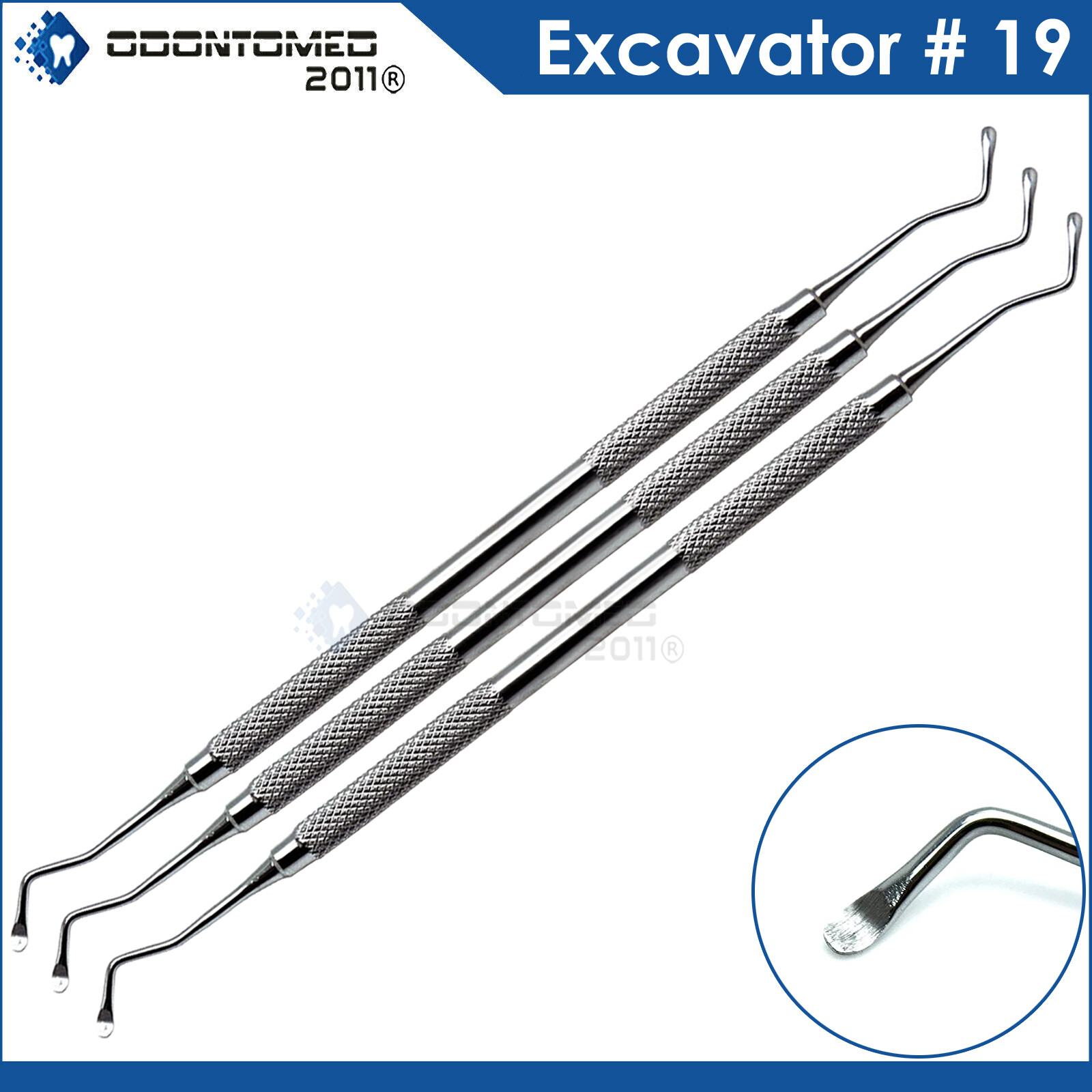3 Pcs Dental Spoon Excavator #19 Double Ended German Stainless Steel ...