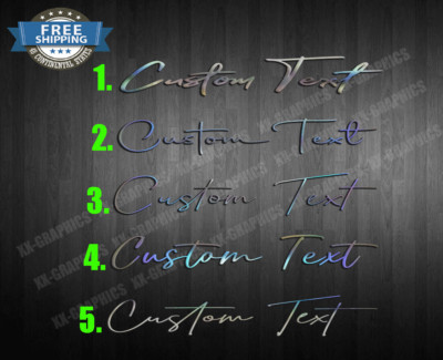 Custom Personalized Text Name Holographic Chrome Oil Slick Decal ...