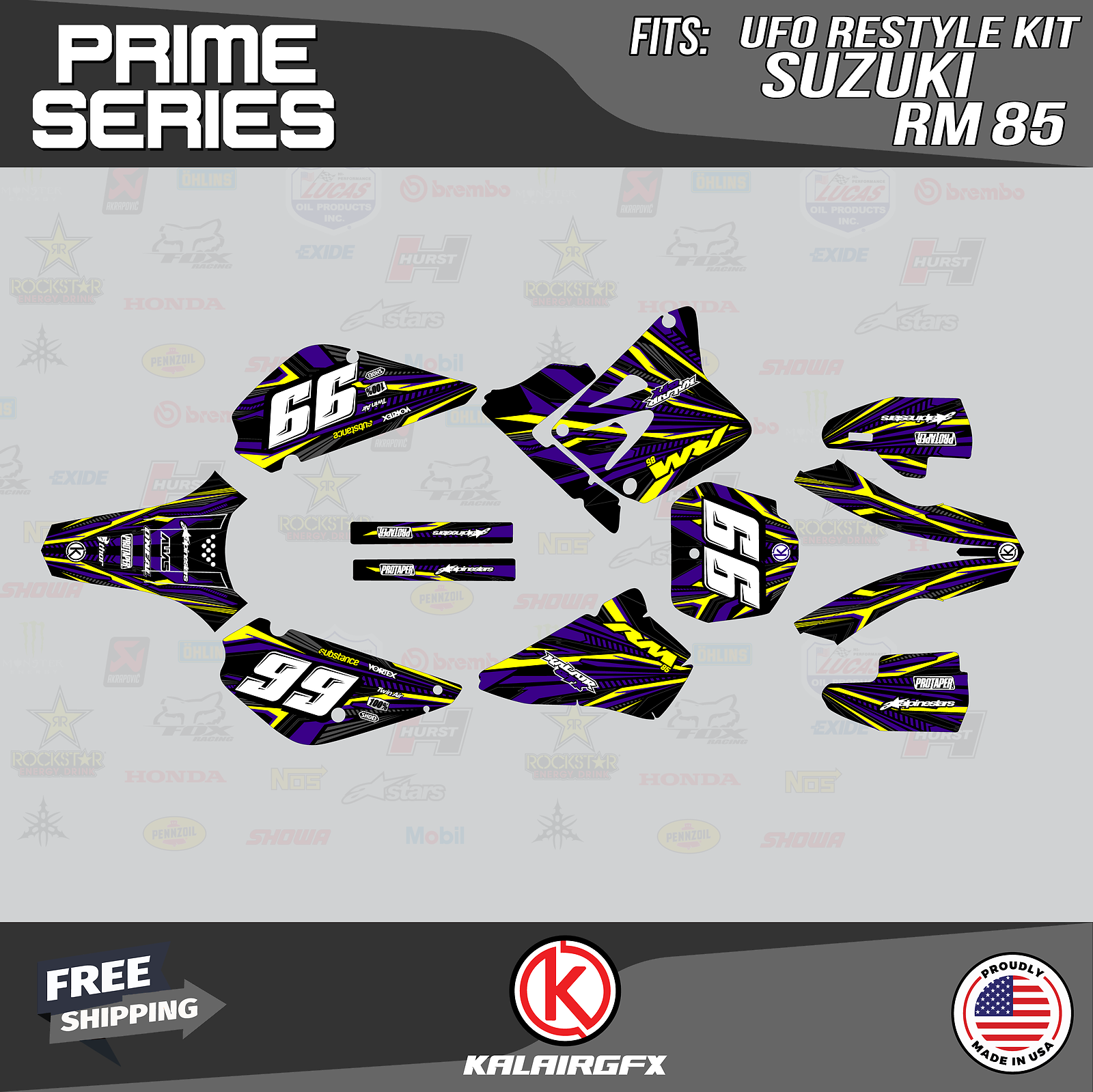 Graphics Kit for Suzuki RM85 (2001-2023) UFO RESTYLE PRIME-Purple | eBay