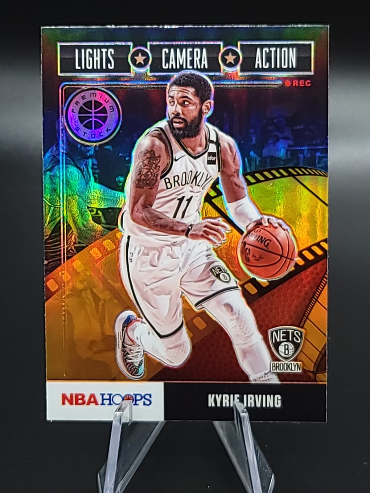 2019-20 NBA Hoops Premium Kyrie Irving #23 Lights Camera Action Orange ...