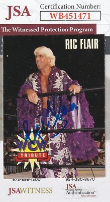 RIC FLAIR JSA AUTHENTICATED SIGNED 1995 WCW TRIBUTE CARD #42 | eBay