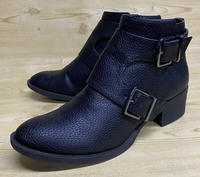 Kenneth Cole Reaction Black Monk Strap Buckle Ankle Boots Womens Size 5 ...