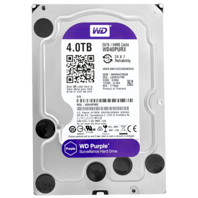 Western Digital Purple 4TB WD40PURX 64MB SATA III 5400Rpm 3,5" Pollici ...