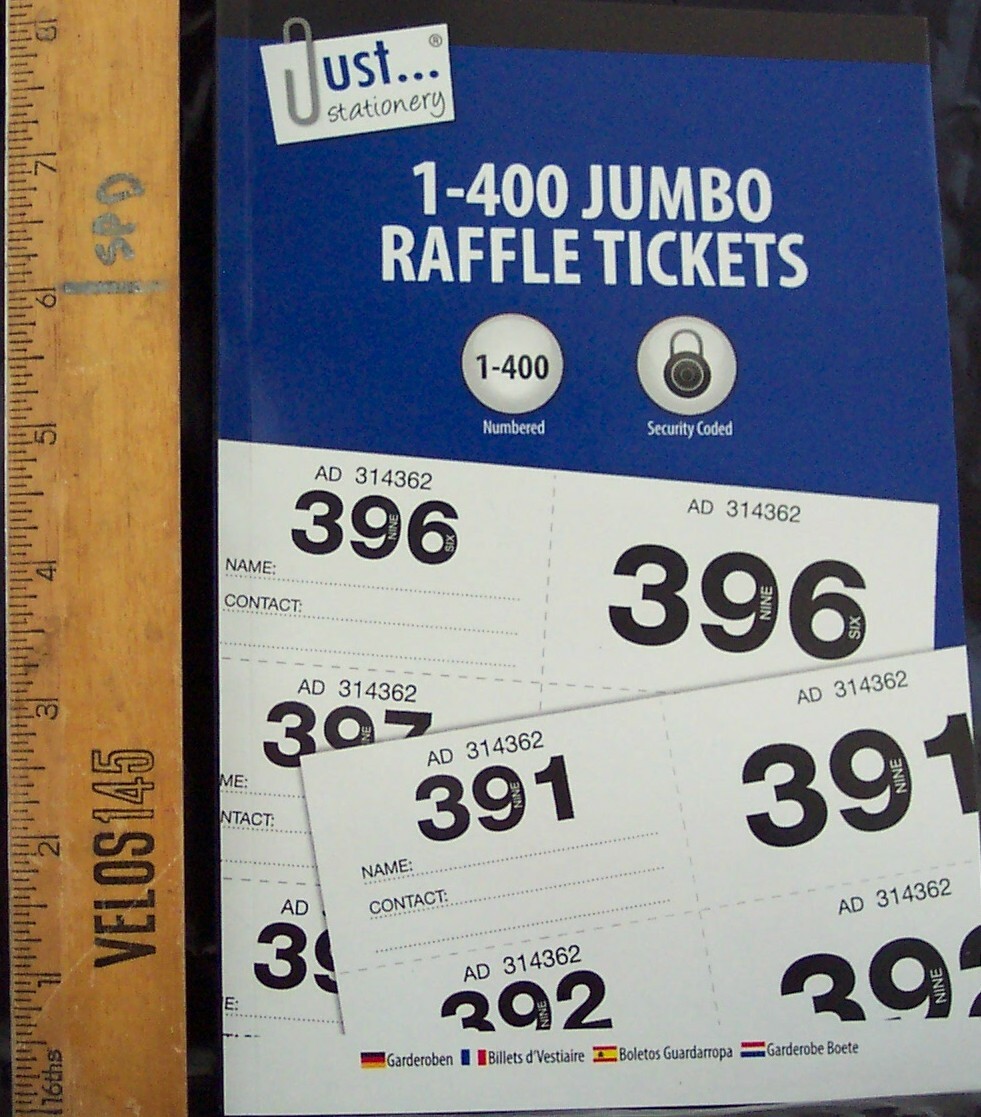 raffle ticket book 500 or 1000 800 400 200 100 + stubs pick a size ...