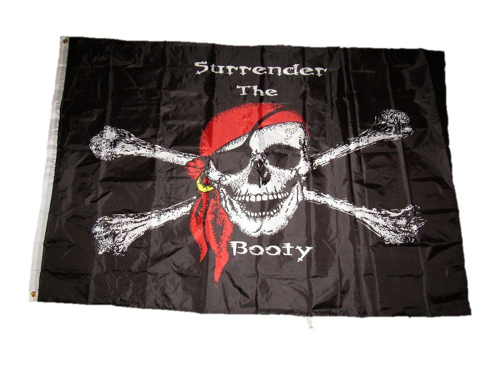 4x6 Jolly Roger Pirate Surrender The Booty Flag 4'x6' ft banner ...