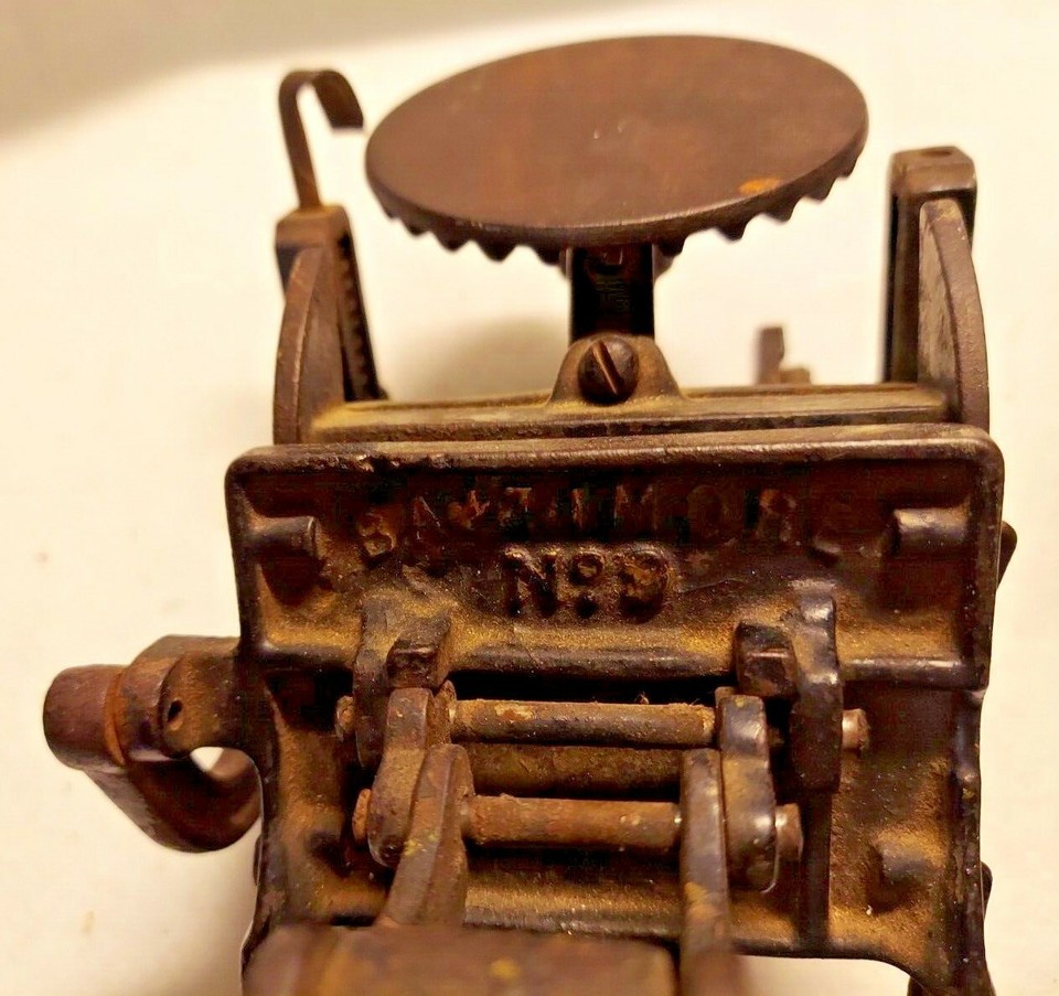 ANTIQUE CAST IRON SMALL PRINTING PRESS BUSINESS CARD TABLETOP Baltimore ...