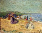 Late 19th Century "Beach Scene" Oil Painting Attr. to Harry W Newman ...