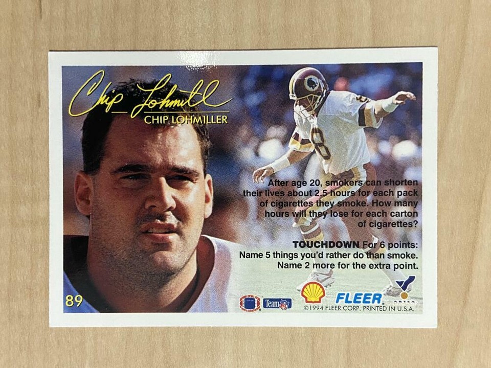 CHIP LOHMILLER WASHINGTON REDSKINS SIGNED AUTOGRAPHED 1994 FLEER CARD ...