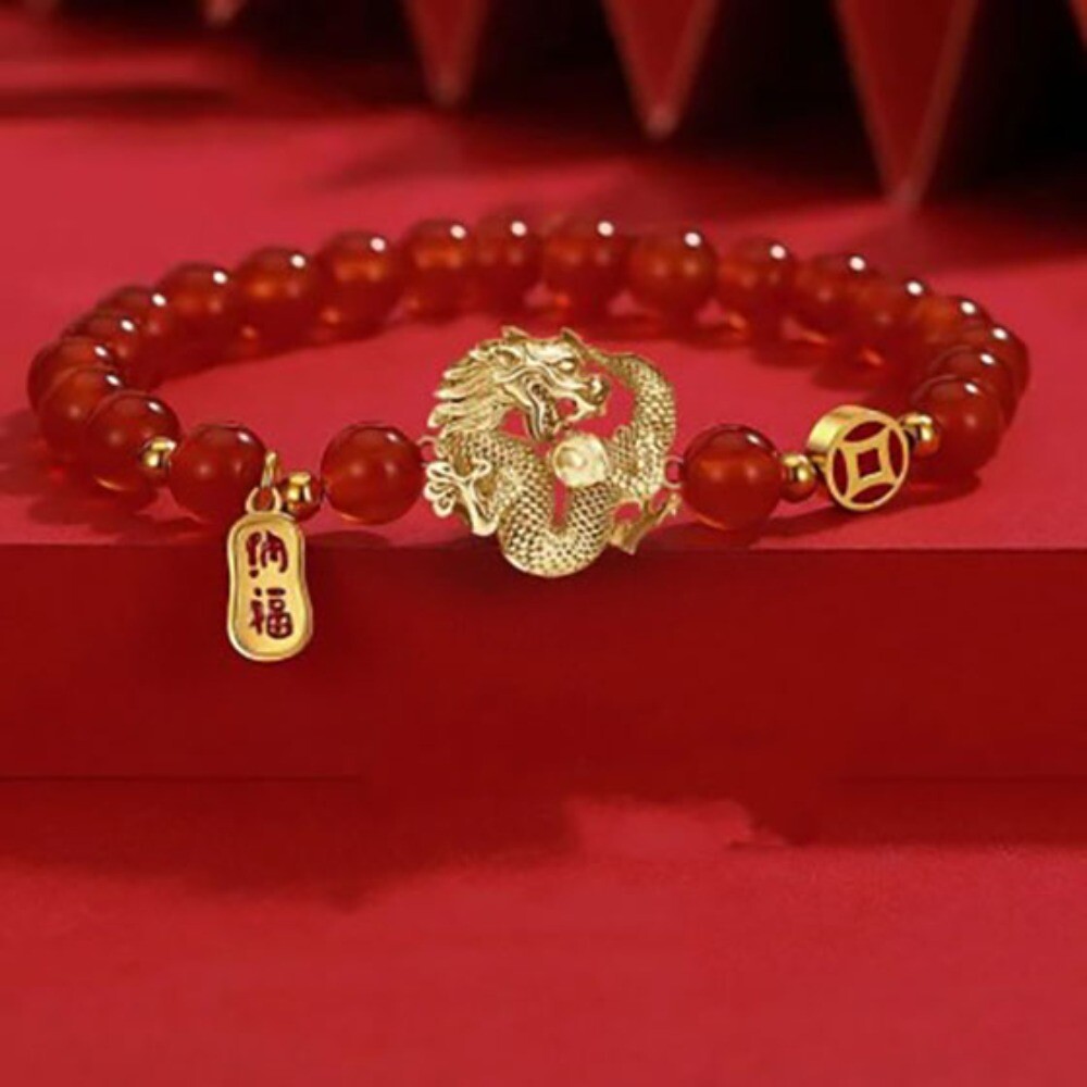 Ins Wind Lucky Zodiac Jade Dragon Bracelet Smooth Surface Wealth ...