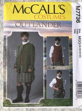 Uncut McCall Sewing Pattern 7736 Mens Kilt Outlander Costume Dress for ...