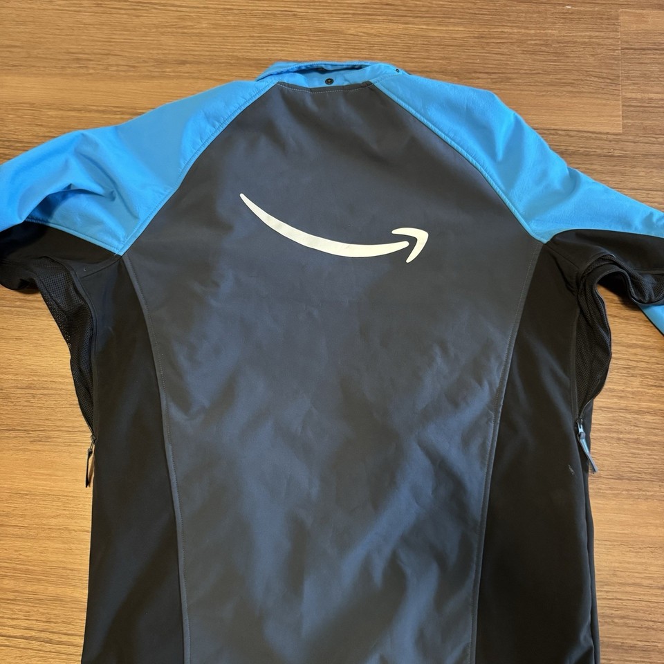 Amazon Prime Men's Blue Hooded Rain Shell Windbreaker Jacket Size Large ...