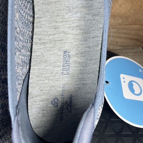 Clarks Womens Size 7 Carly Wish Blue Knit Flat Comfort Casual Slip On ...