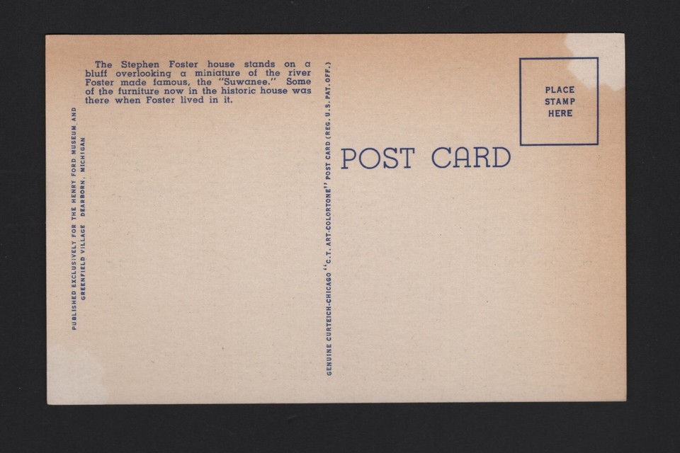 USA 258 American postcard Michigan Stephen Foster Cottage, Greenfield ...