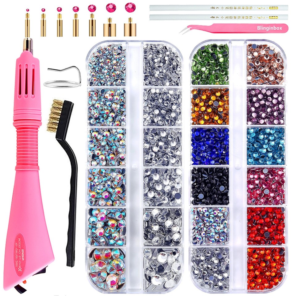 Hotfix Rhinestone Setter Bedazzler Kit 4000 Pieces of AB Crystal ...