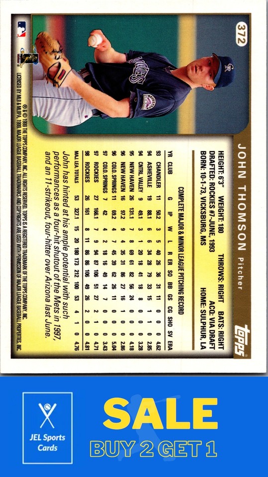 1999 Topps #372 John Thomson | eBay