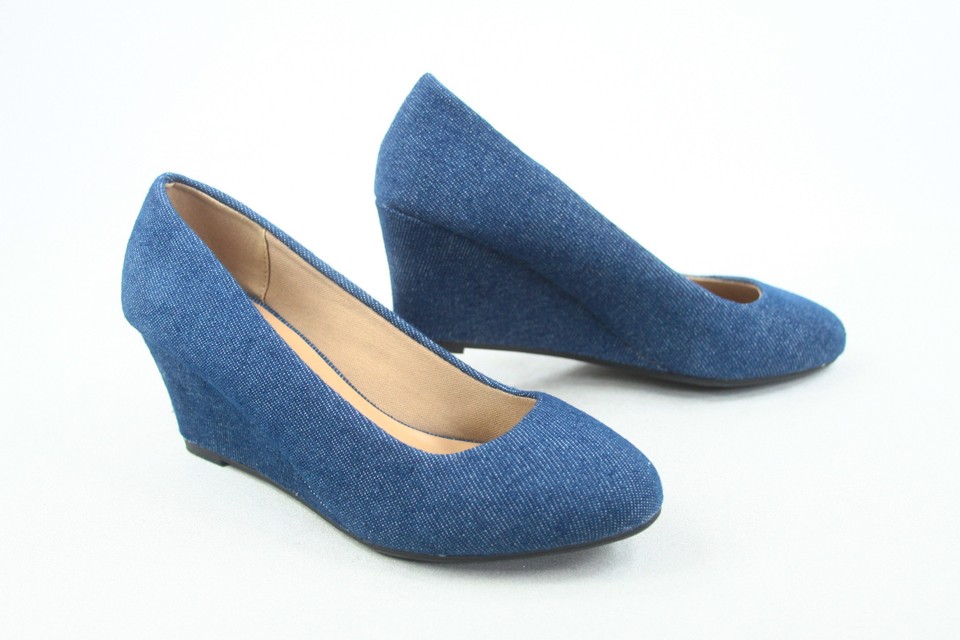 Women's Patent Round Open Toe Low Wedge Platform Low Heel Shoes Size 5 ...