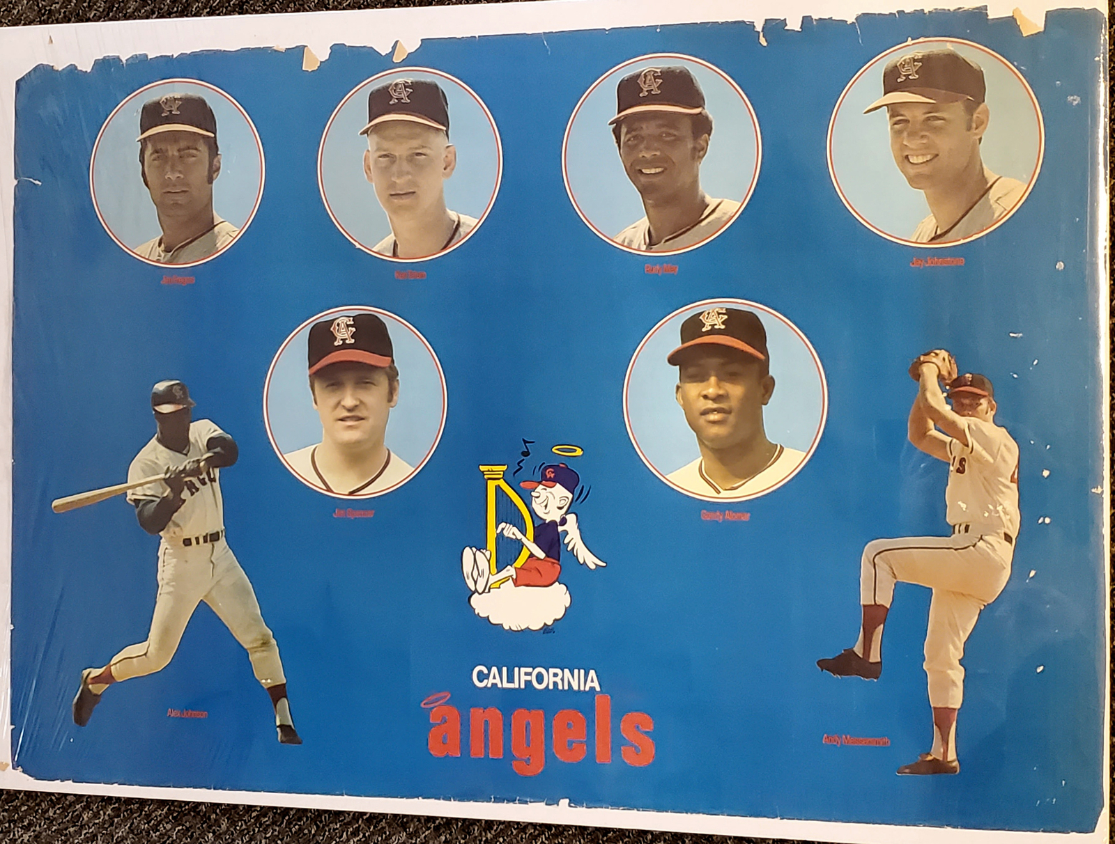 CALIFORNIA ANGELS 1970 MLB Rare 8-Player Team-Issue 24x35 Wall POSTER ...