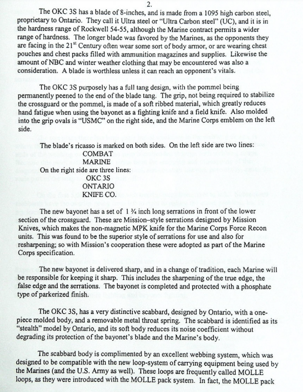 Vintage Knife OKC3S OKC-3S USMC Marine Corps Ontario Bayonet Sheath ...