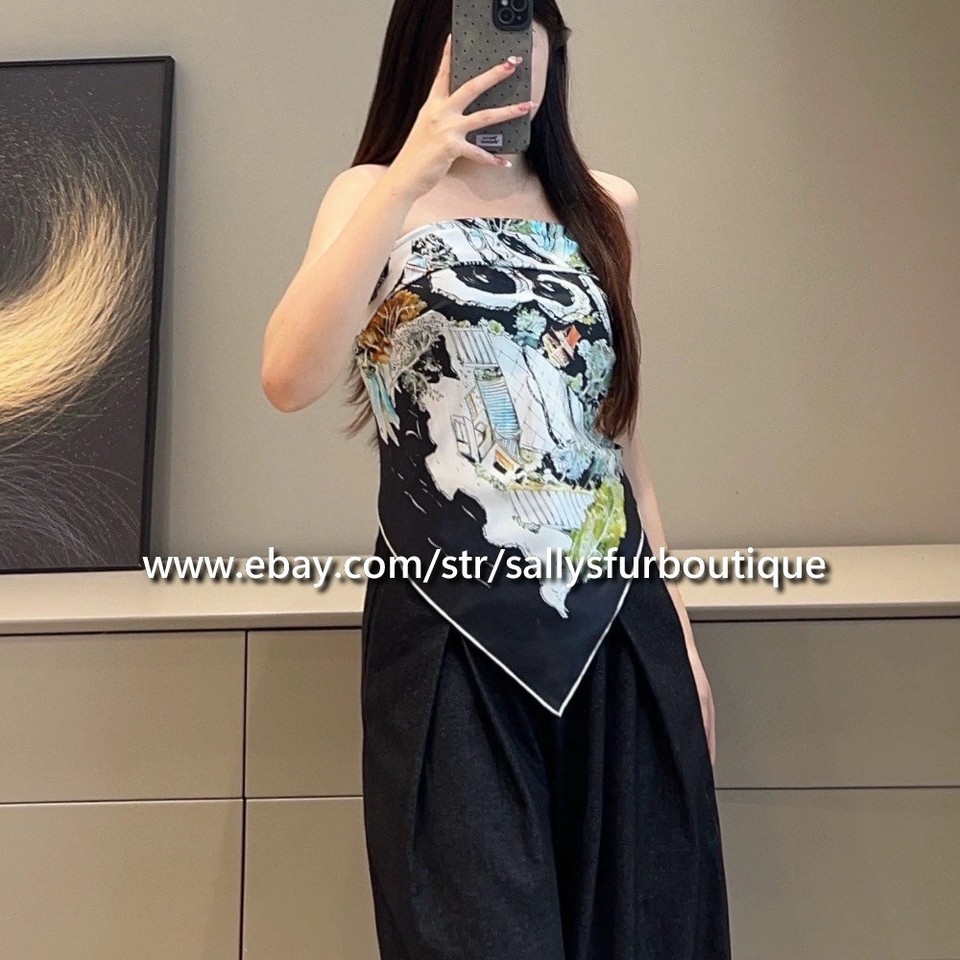 Sallys Heavy 18 Momme Twill Silk Wrap Scarf Oriental Print Double Face ...