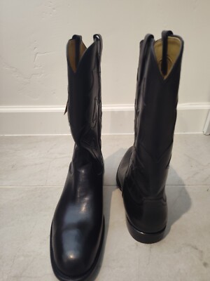 Handmade Black ropers buffalo cowboy boots 8D | eBay