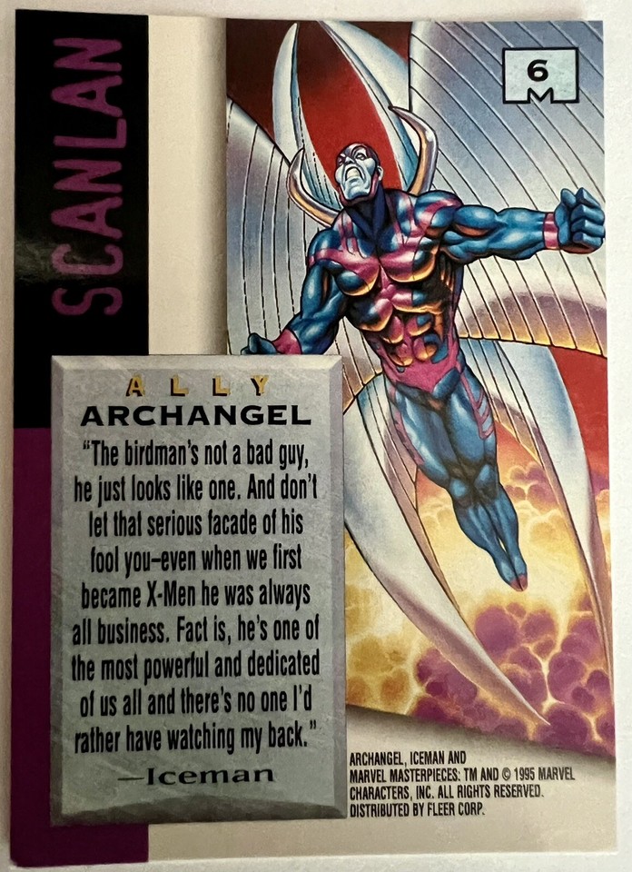 Archangel Trading Card #6 - Peter Scanlan - Marvel Masterpieces - 1995 ...