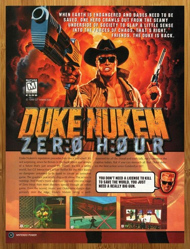 1999 Duke Nukem Zero Hour N64 Print Ad/Poster Authentic Original Video ...