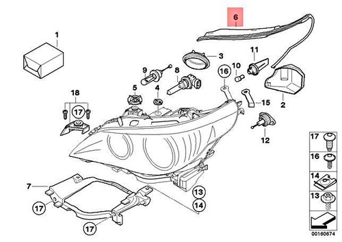 Genuine BMW E60 E60N E61N Sedan Wagon Gasket Headlight Left OEM ...
