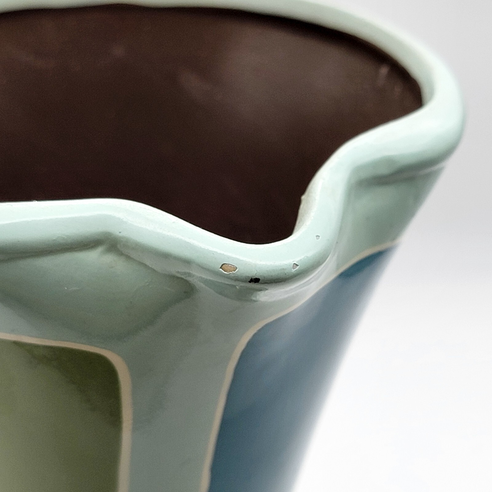 MCM Jill Rosenwald Ceramic Pitcher/Vase 11” Light Blue with Colored ...