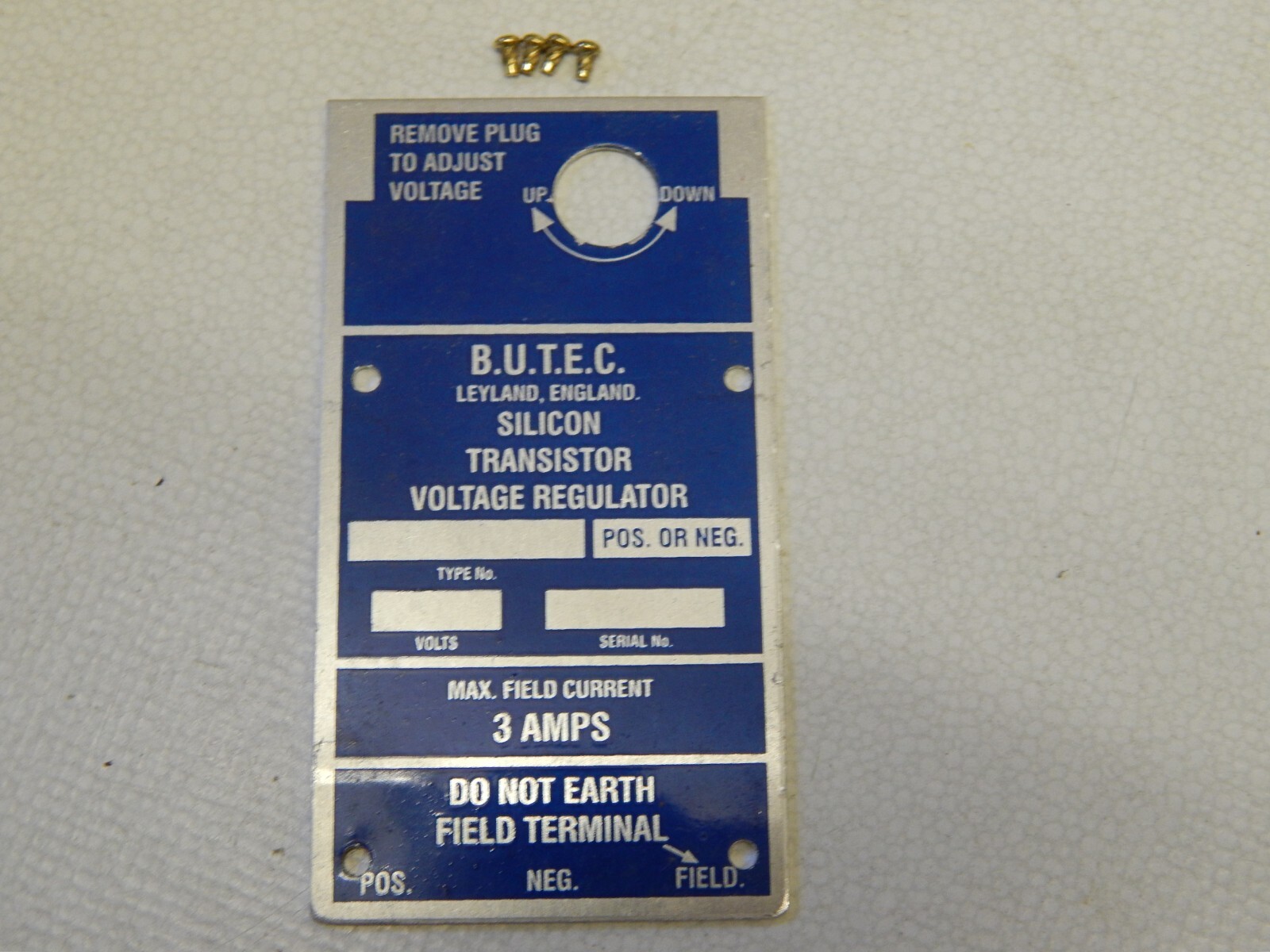 Jaguar V12 E type and XJ12 Butec Alternator regulator plate, FREE POST ...