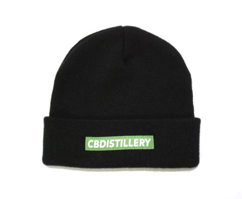 CBDistillery Box Logo Beanie Black White Green Box Stitched Logo BRAND ...