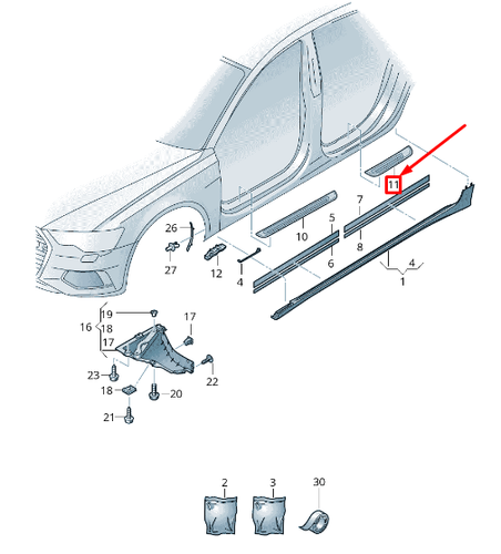 NEW AUDI A6 4A C8 REAR RIGHT SILL TRIM STRIP 4K08533769B9 | eBay