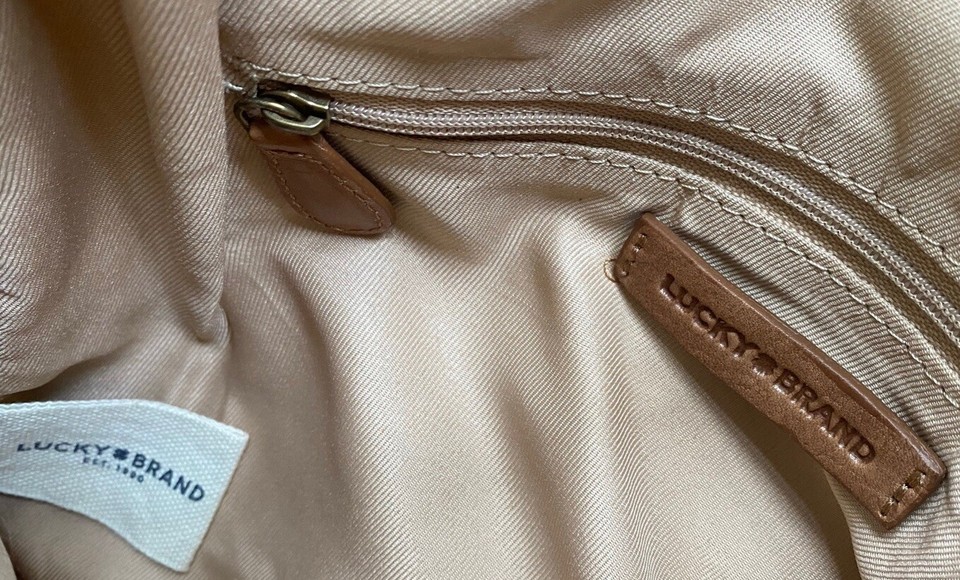Lucky Brand Amber Tan Brown Leather Satchel Shoulder Bag EUC! Retail ...
