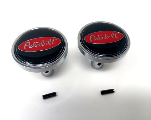 Peterbilt Air Valve Knob Chrome Tractor Trailer Set w/ metal emblems PIN STYLE | eBay