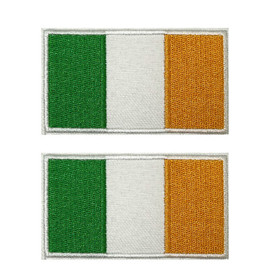 2 X Ireland Rectangle Flag - Iron On Embroidery Patches (7.5 x 4.5cm ...