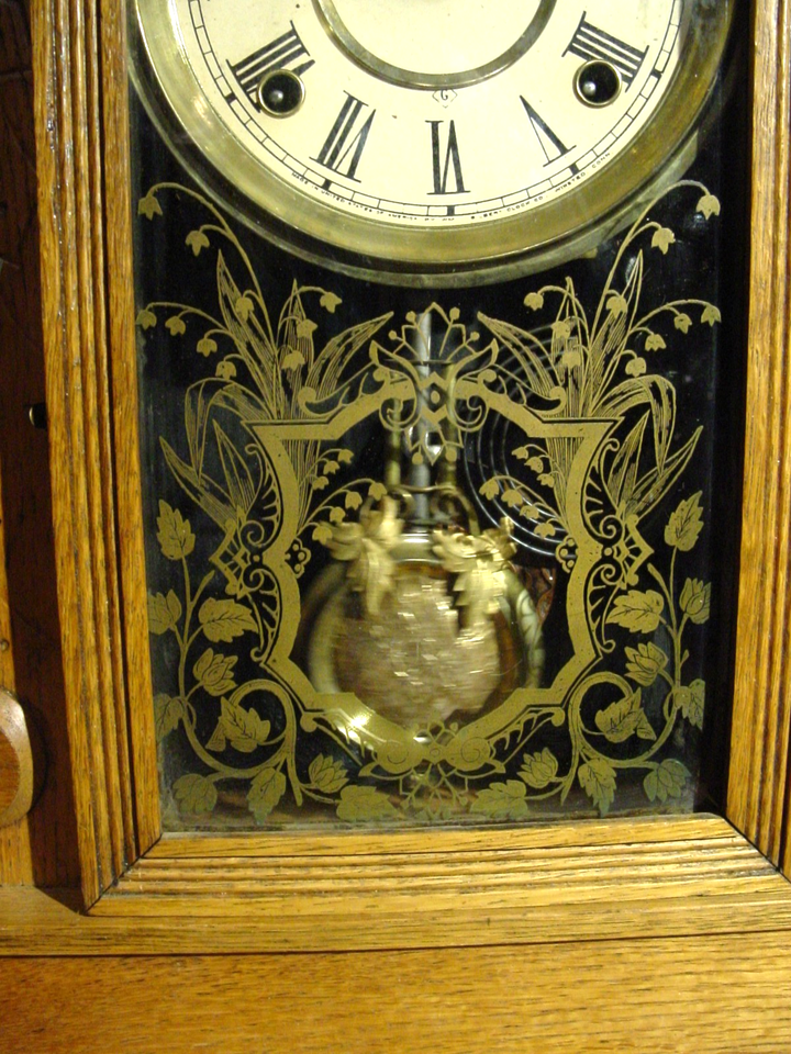 ANTIQUE RARE WM GILBERT 1891 "HAWK" 8 DAY OAK SHELF CLOCK WORKING WELL ...