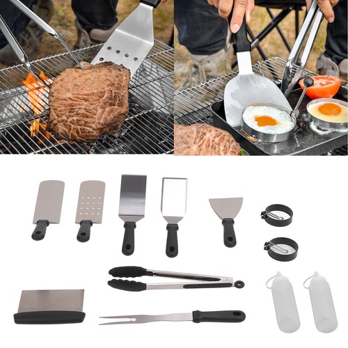 12 Piece BBQ Grill Tool Set Stainless Steel Grill Set Teppanyaki Grill ...