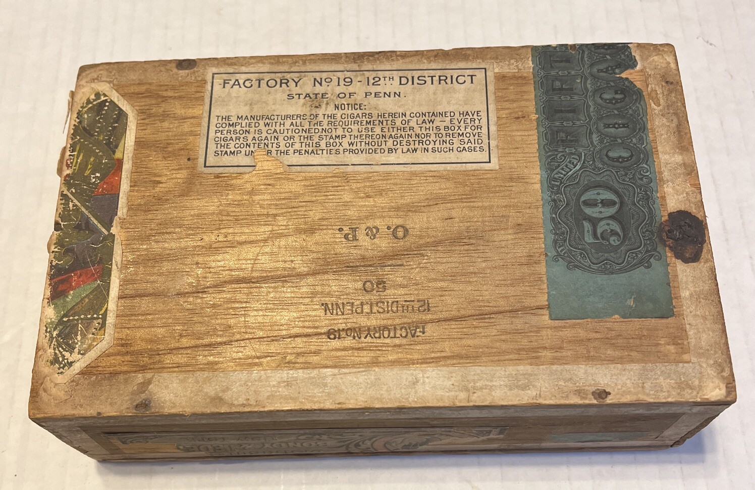 Tom Keene Cigar Box Antique 1883-1901 Tax Stamp Oberholtz & Poinsett KC ...