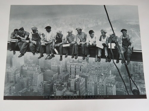 print poster lithograph Steel Workers New York High rise building mens ...