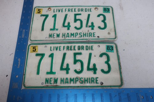 New Hampshire License Plate Tag 1983 83 NH Pair Set Natural Sticker ...