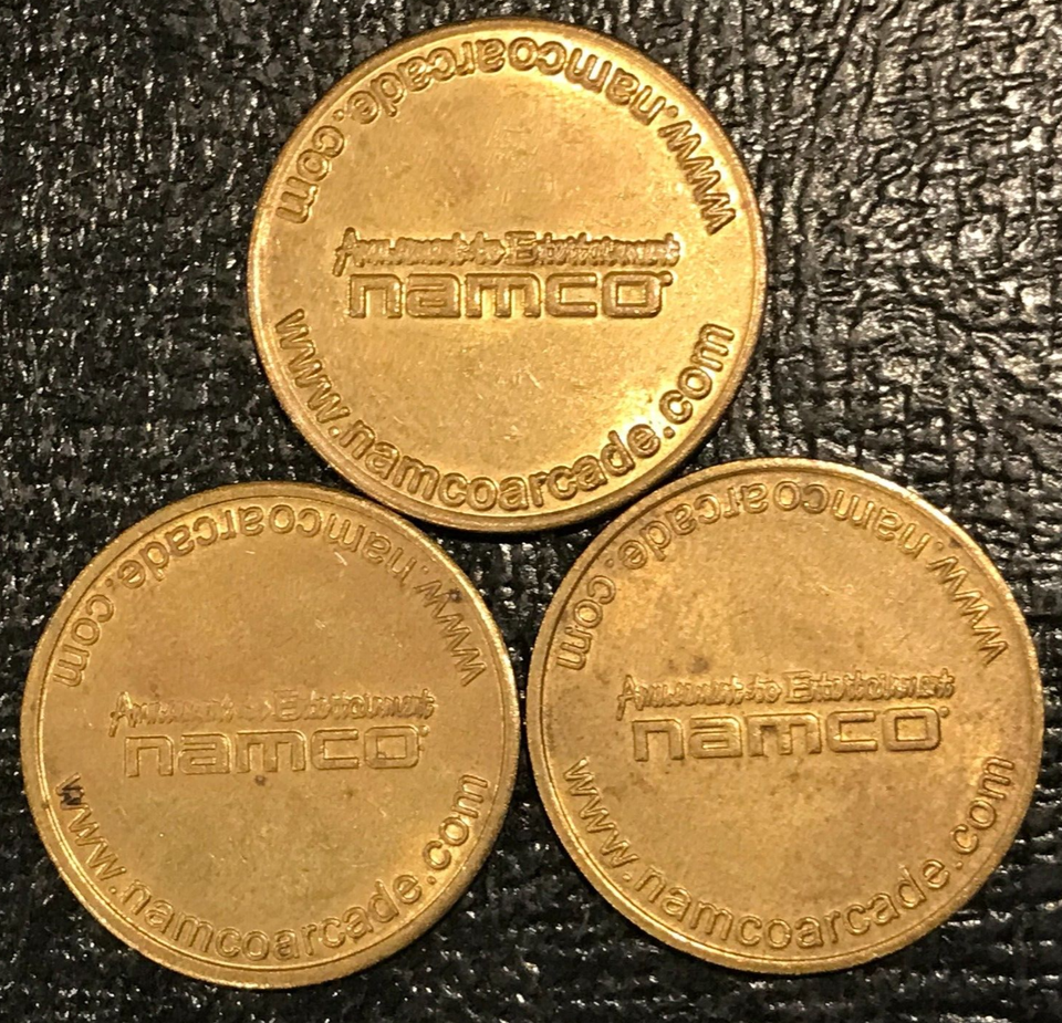 HIGH GRADE LOT OF 3 NAMCO PAC-MAN AMUSEMENT ENTERTAINMENT ARCADE TOKEN ...