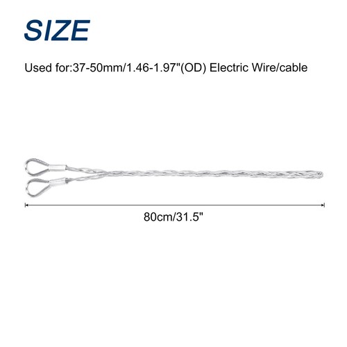 37-50mm Cable Pulling Socks Grip 0.8 m Stainless Wire Mesh Puller Socks ...