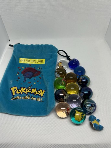 Lot of 14 Vintage Pokemon Collector Marbles Aqua Blue Vileplume Bag ...