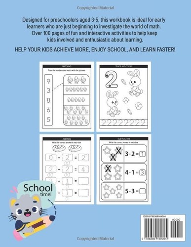 Preschool Math Workbook for Kids Ages 3-5: A Beginner Math Activity ...