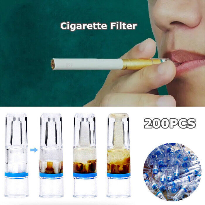 200Pcs Tobacco Cigarette Filter Smoking Holder Reduce Tar With Adapter ...
