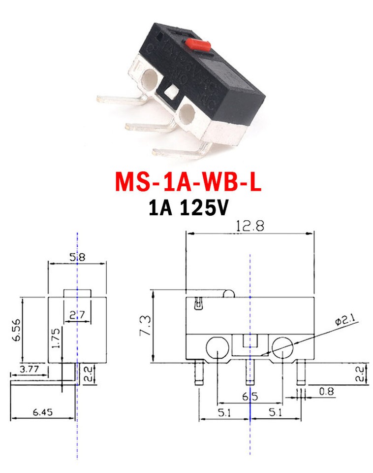 Ultra Mini Microswitch PCB Various Levers 1A 125VAC SPDT Sub Miniature ...