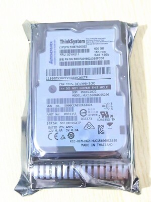Lenovo / IBM 00YK011 7XB7A00022 2.5" 600GB 15K SAS 12G Hot Swap Hard ...