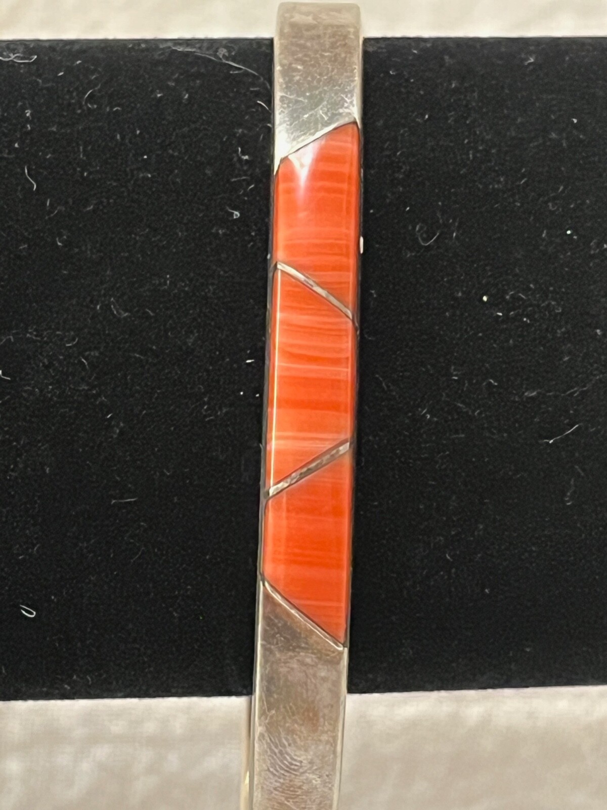 Vintage Spiny Oyster geometric inlay on sterling pop … - Gem