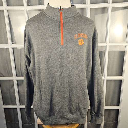 Colosseum Mens Gray Clemson Tigers 1/4 Zip Embroidered Pullover Sweater ...